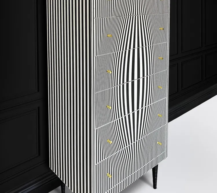 Upcycled Striped Chest Of Drawers